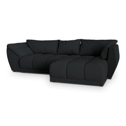 ECKSOFA ORENTI R-S Schwarz Boucle-Stoff mit Schlaffunktion