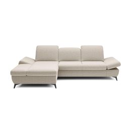 ECKSOFA FELICE L-S Creme Geflochtener Stoff mit Schlaffunktion