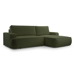 ECKSOFA SOLO Gr&uuml;n Boucle-Stoff mit Schlaffunktion