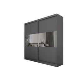 SCHWEBET&Uuml;RENSCHRANK ROSALIA 200/216/61 cm 2-t&uuml;rig mit Spiegel Grau