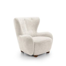 SESSEL MIST, Polstersessel Klassisch Loungesessel, Chenille-Stoff Creme
