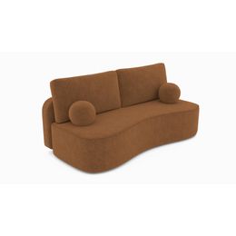BETTSOFA ROTONDO Braun Bucle-Stoff mit Schlaffunktion