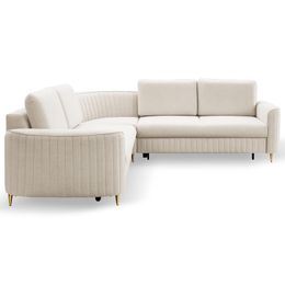ECKSOFA VELA L-S Beige Velours-Stoff mit Schlaffunktion