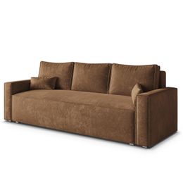 BETTSOFA MENI LM Hellbraun Chenille-Stoff mit Schlaffunktion