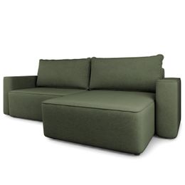 ECKSOFA BELISE CL Olivgr&uuml;n Veloursstoff mit Schlaffunktion