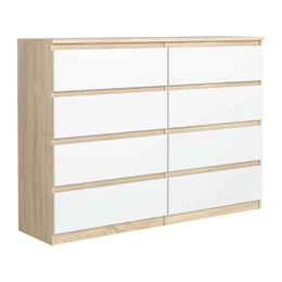 KOMMODE NUDO 120/101,5/39cm mit 8 Schubladen T&uuml;ren Sonoma Eiche