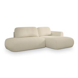 ECKSOFA NUVIRA R-S Creme Boucle-Stoff mit Schlaffunktion