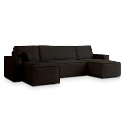 WOHNLANDSCHAFT PESANO M Braun Velours-Stoff mit Schlaffunktion