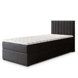 BOXBETT BRESEL 100 100x200 cm mit Matratze und Topper, H2+H3 - Schwarz