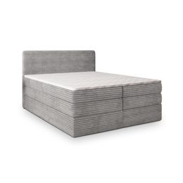 BOXSPRINGBETT LUNERA 140x200 cm mit Matratze und Topper - Hellgrau