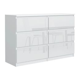 KOMMODE NUDO 138,5/78,5/39cm mit 6 Schubladen T&uuml;ren Wei&szlig;