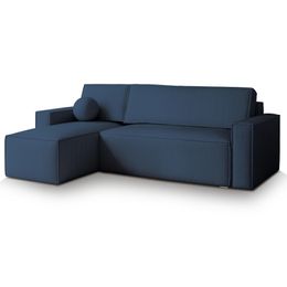 ECKSOFA RAVELO P Blau Kordstoff mit Schlaffunktion