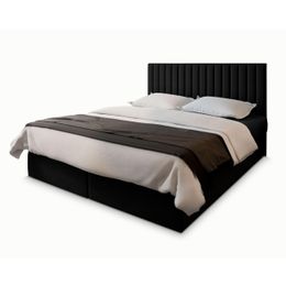 BOXBETT BRESEL 180x200 cm mit Matratze und Topper - Schwarz