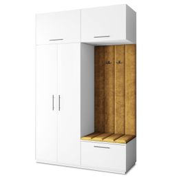 GARDEROBENSCHRANK REMA 150/240/60 cm Modern Garderobe-Set Wei&szlig;