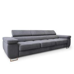 BETTSOFA MOSINE Grau Velours-Stoff mit Schlaffunktion
