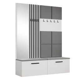 GARDEROBENSCHRANK MODULO 161,2/204/40 cm Modern Garderobe-Set Wei&szlig;