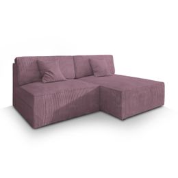 ECKSOFA FIORO P Lila Kordstoff mit Schlaffunktion