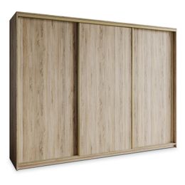 SCHWEBET&Uuml;RENSCHRANK NISSE 250/205/60 cm 3-t&uuml;rig mit Schubladen Sonoma Eiche