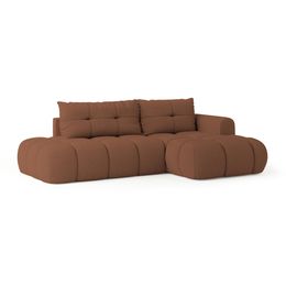 ECKSOFA FLUMA R-S Kupferfarben Boucle-Stoff mit Schlaffunktion
