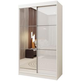 SCHWEBET&Uuml;RENSCHRANK VITALE 120/216/61 cm 2-t&uuml;rig mit Spiegel Wei&szlig;