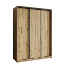 SCHWEBET&Uuml;RENSCHRANK NISSE 150/205/60 cm 3-t&uuml;rig Eiche Artisan