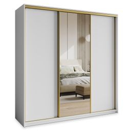 SCHWEBET&Uuml;RENSCHRANK TAVI 200/205/60 cm 3-t&uuml;rig mit Spiegel Wei&szlig;
