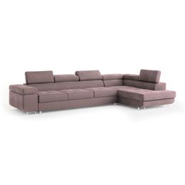 ECKSOFA VICENTE Lila Velours-Stoff mit Schlaffunktion