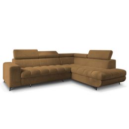 ECKSOFA MORIVA Q R-S Orange Boucle-Stoff mit Schlaffunktion