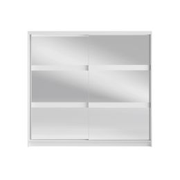 SCHWEBET&Uuml;RENSCHRANK SILVA 230/215/62cm 2-t&uuml;rig mit Spiegel Wei&szlig;