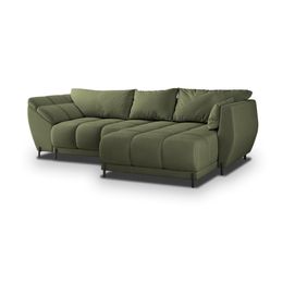ECKSOFA VESTANO R-S Gr&uuml;n Velours-Stoff mit Schlaffunktion