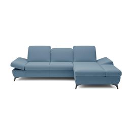 ECKSOFA FELICE R-S Blau Geflochtener Stoff mit Schlaffunktion