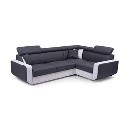 ECKSOFA MIRA Grau Geflochtener Stoff mit Schlaffunktion