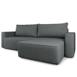 ECKSOFA BELISE CL Grau Veloursstoff mit Schlaffunktion