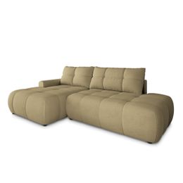 ECKSOFA FLUMA CL L-S Senfgelb Samtstoff mit Schlaffunktion