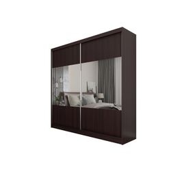 SCHWEBET&Uuml;RENSCHRANK AZZURRA 200/216/61 cm 2-t&uuml;rig mit Spiegel Wengefarben
