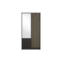 DREHT&Uuml;RENSCHRANK SATREN 101,7/200,5/54,5cm 2-t&uuml;rig mit Spiegel Schwarz