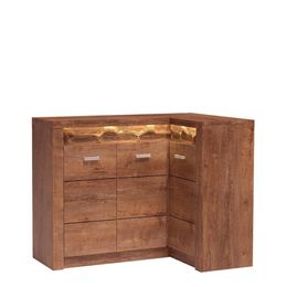 KOMMODE ZERI 131/103,5/42cm mit Schubladen 3 T&uuml;ren Braun