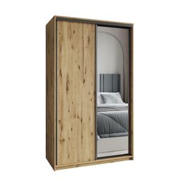 SCHWEBET&Uuml;RENSCHRANK TAVI 120/205/60 cm 2-t&uuml;rig mit Spiegel Eiche Artisan