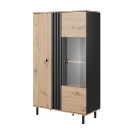VITRINE in Anthrazit, Eiche Artisan