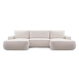 WOHNLANDSCHAFT SOLO Beige Boucle-Stoff mit Schlaffunktion
