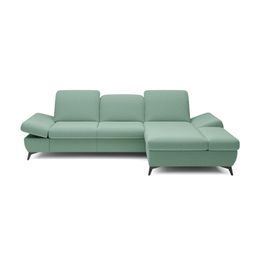 ECKSOFA FELICE R-S Gr&uuml;n Geflochtener Stoff mit Schlaffunktion