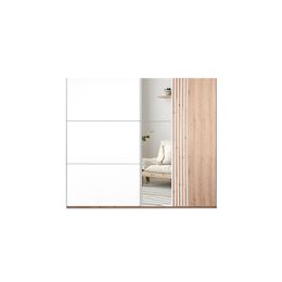 SCHWEBET&Uuml;RENSCHRANK ATROX 250/215/65 cm 2-t&uuml;rig mit Spiegel Wei&szlig;