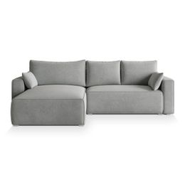 ECKSOFA FORIL Hellgrau Velours-Stoff mit Schlaffunktion