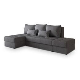 ECKSOFA NORVI Grau Geflochtener Stoff mit Schlaffunktion