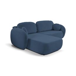ECKSOFA AMICO L-S Dunkelblau Geflochtener Stoff mit Schlaffunktion