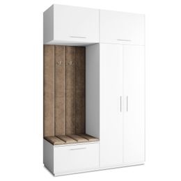GARDEROBENSCHRANK REMA 150/240/60 cm Modern Garderobe-Set Wei&szlig;