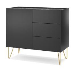 KOMMODE ARMONIA 97/83/37 cm mit 3 Schubladen 1 T&uuml;ren Schwarz