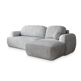 ECKSOFA MODENZA P R-S Hellgrau Kordstoff mit Schlaffunktion