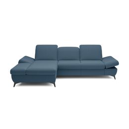 ECKSOFA FELICE L-S Dunkelblau Geflochtener Stoff mit Schlaffunktion