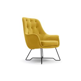 SESSEL SEDUTA, Modern Polstersessel Loungesessel, Velours-Stoff Gelb
